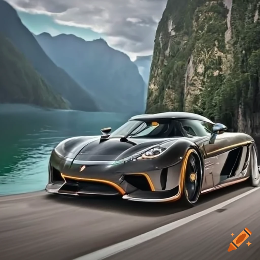 Koenigsegg car at the koenigsee (king's lake) on Craiyon