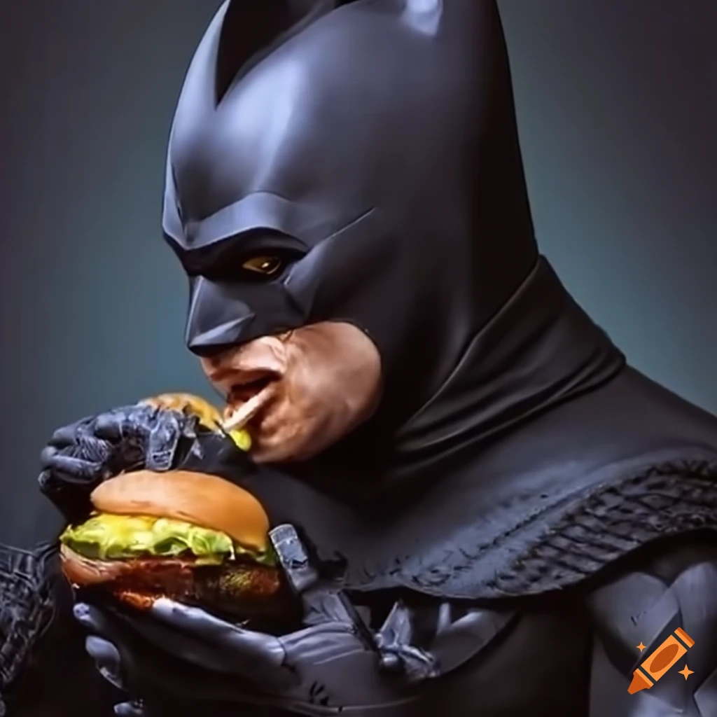 Batman enjoying a burger on Craiyon