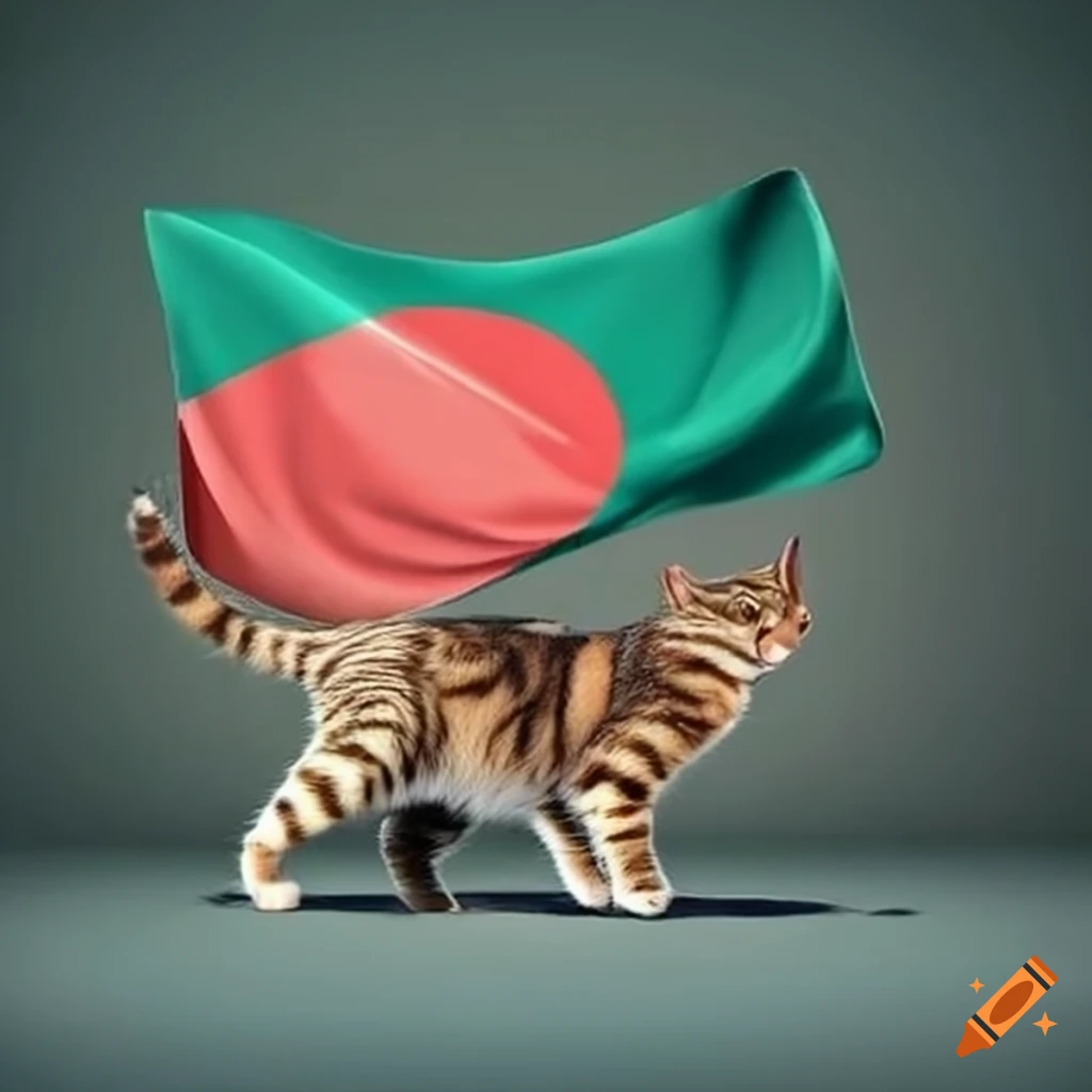 Cat with bangladesh flag
