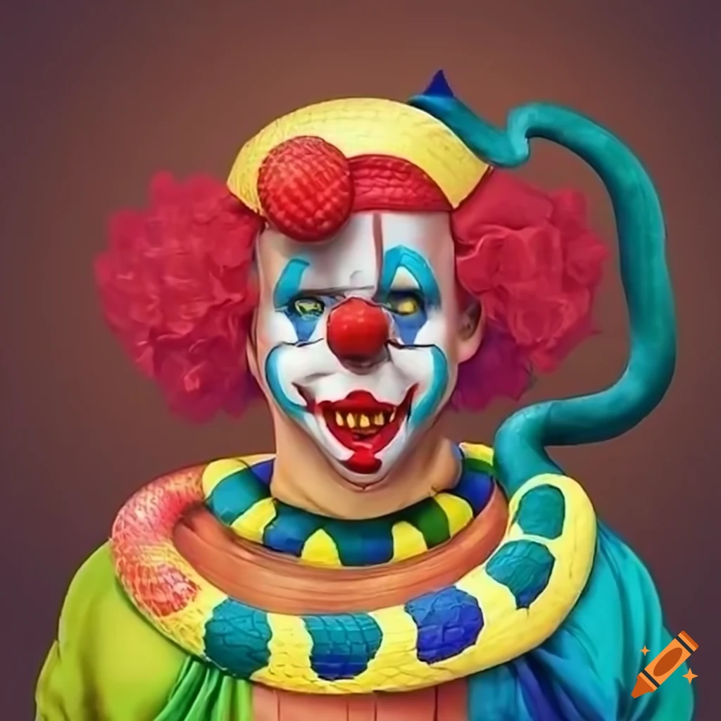 Halloween clown with snakes