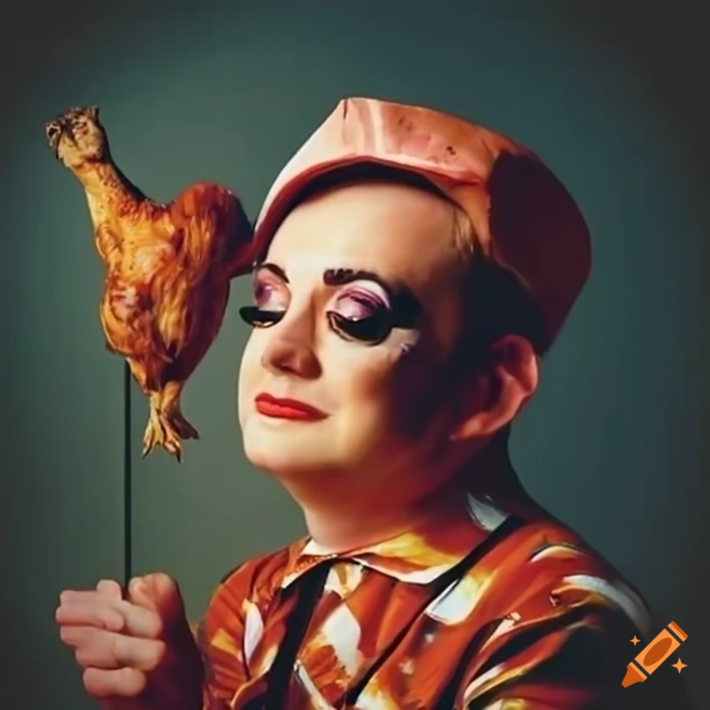 Boy george cooking a chicken