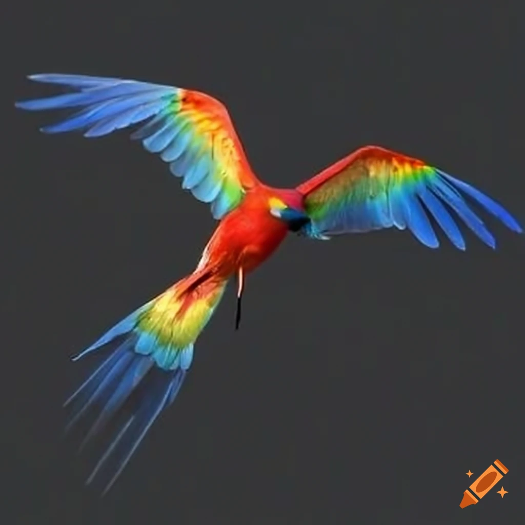 Colorful bird soaring in the sky without feet