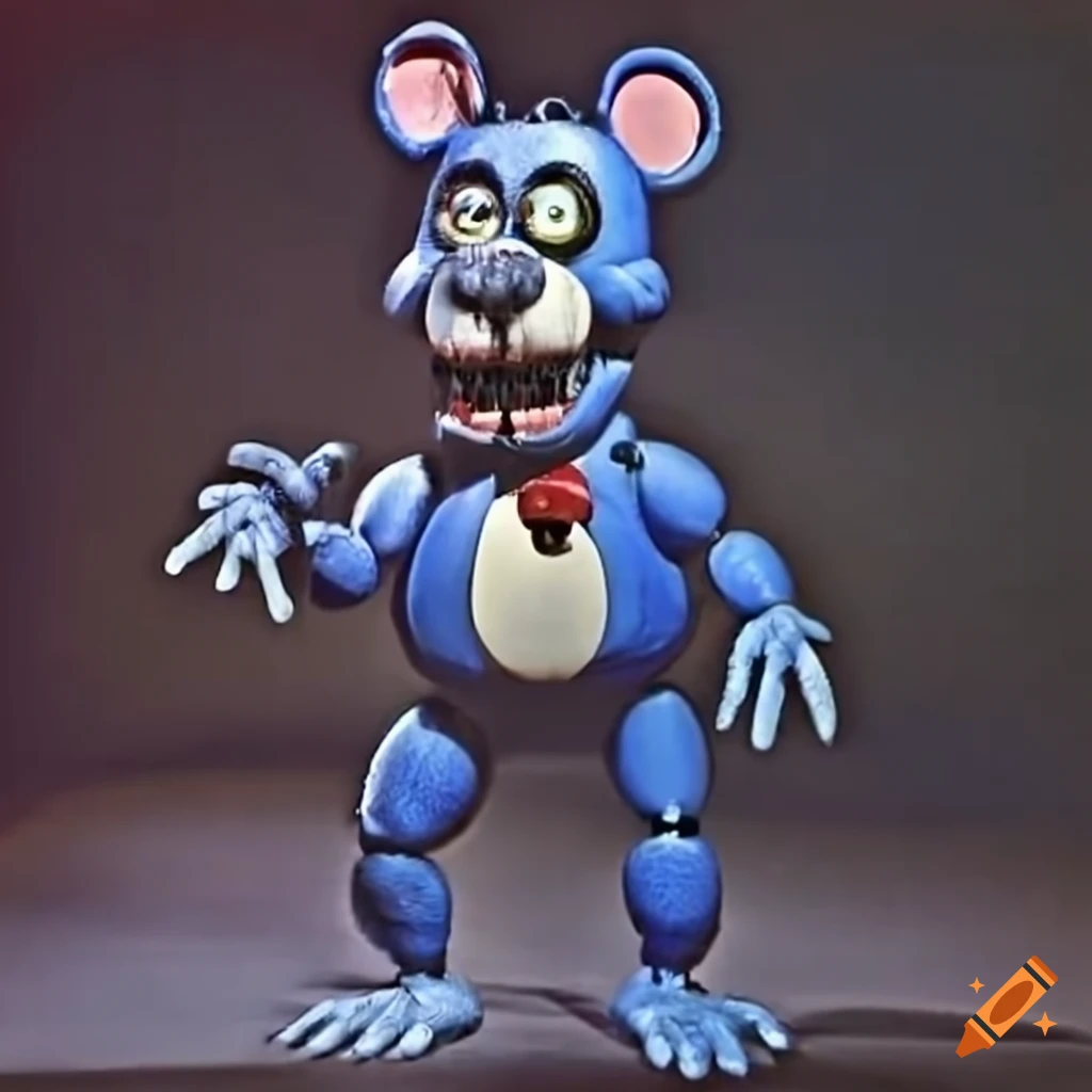 Blue rat cartoon animatronics from the 1950s