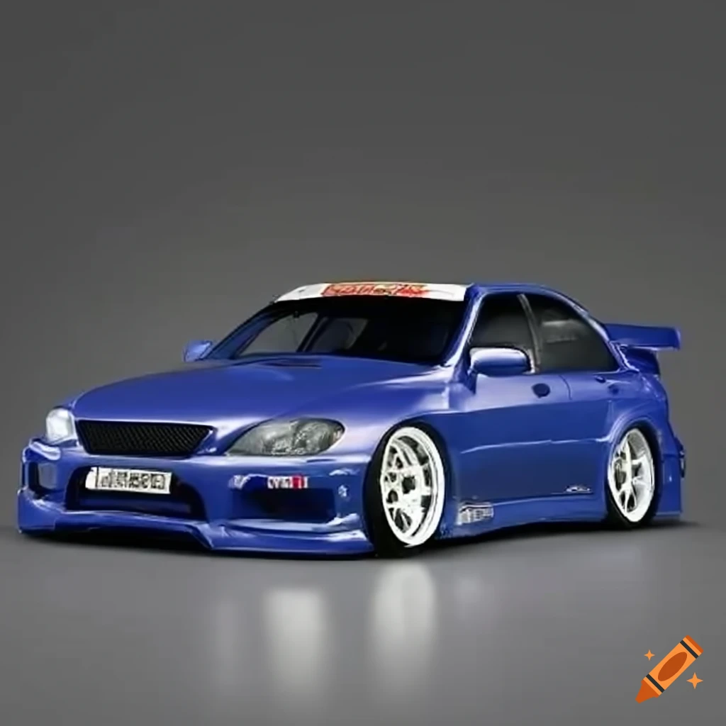 1999 Blue Lexus IS200 with custom tuning and widebody kit on Craiyon