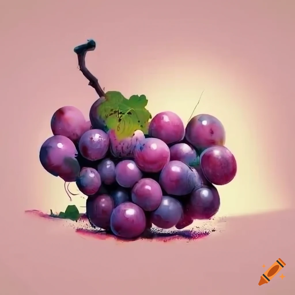 Surrealist grapes street graffiti in a landscape on Craiyon