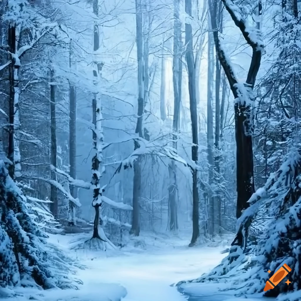 Winter forest landscape on Craiyon