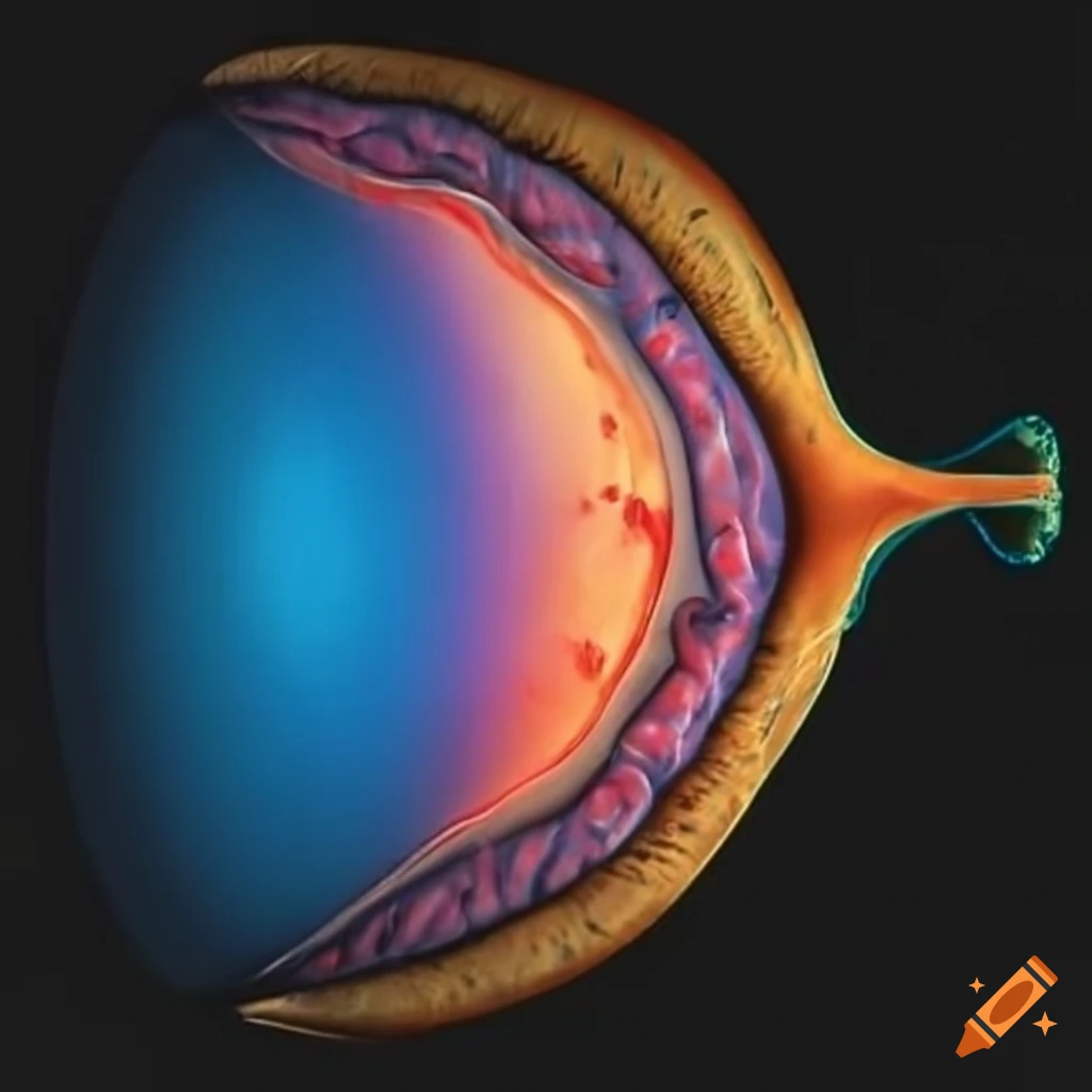 Cross-section diagram of a human eye on Craiyon
