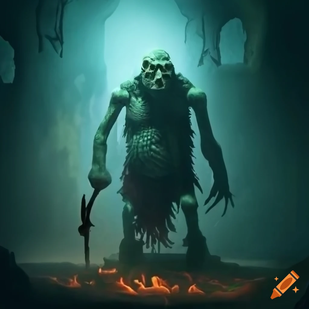 Fantasy stone labyrinth with death-wraiths, megalithic structure, stone ...