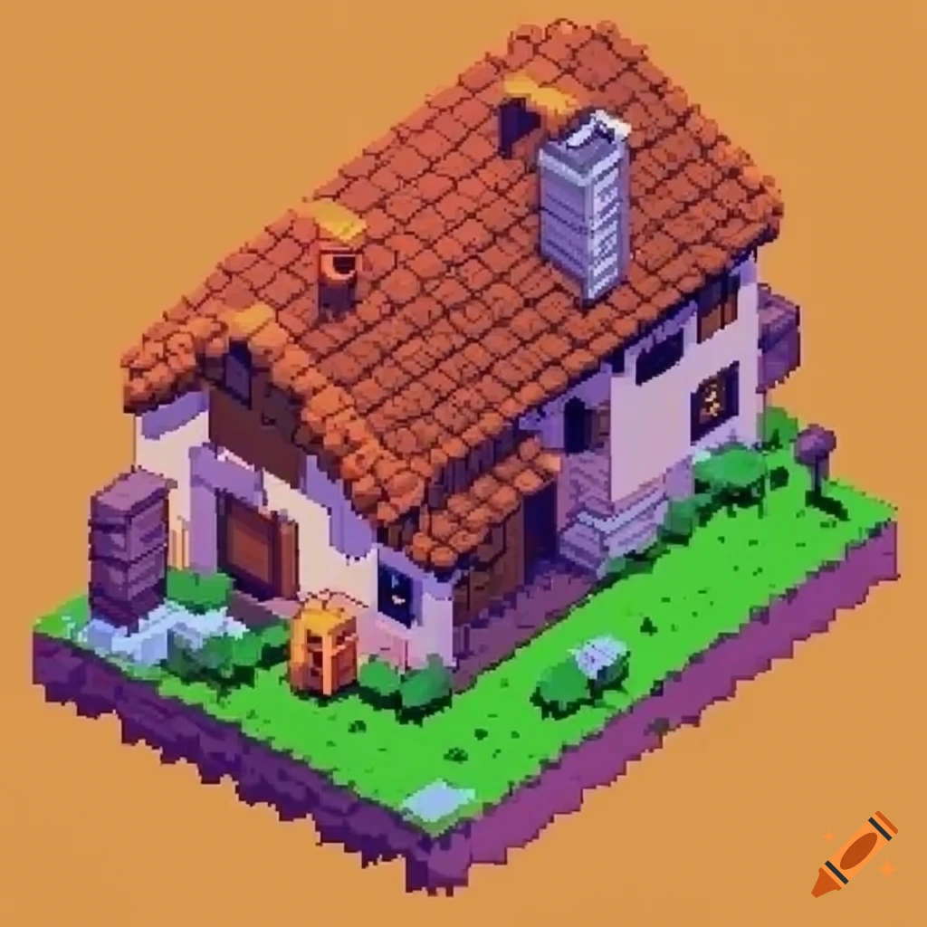 Isometric 16 bit pixel art house with garden on Craiyon