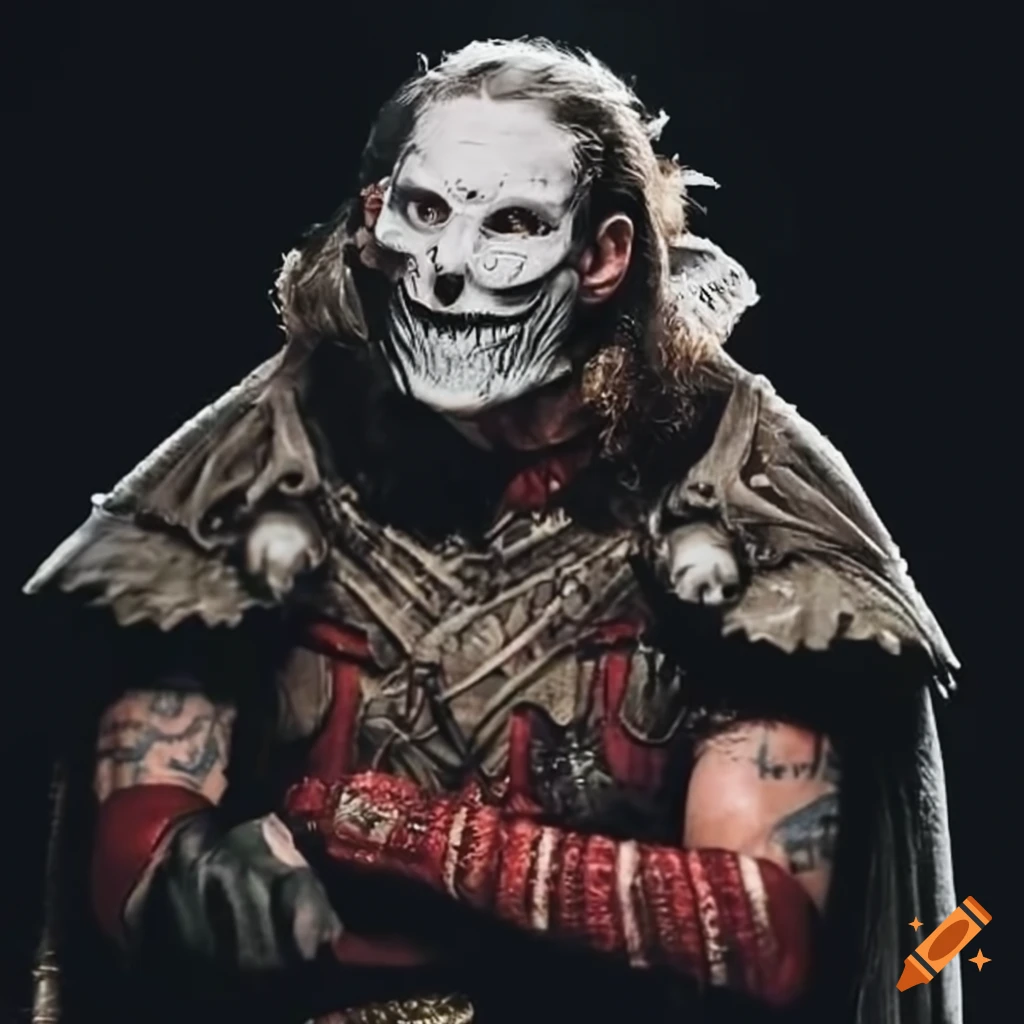 Corey taylor wearing a dungeons and dragons themed mask