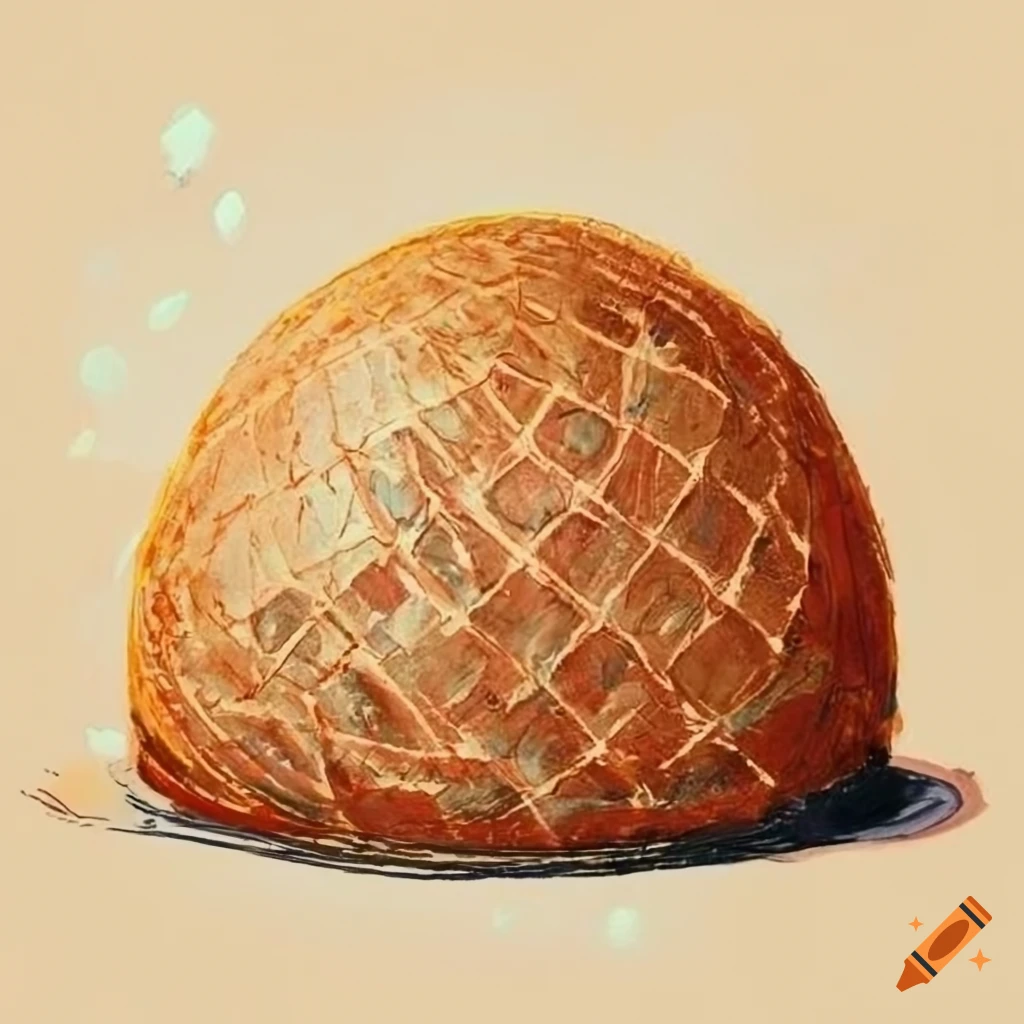 2D hand drawn sketch of an egg-shaped dome with cushion-like texture on ...