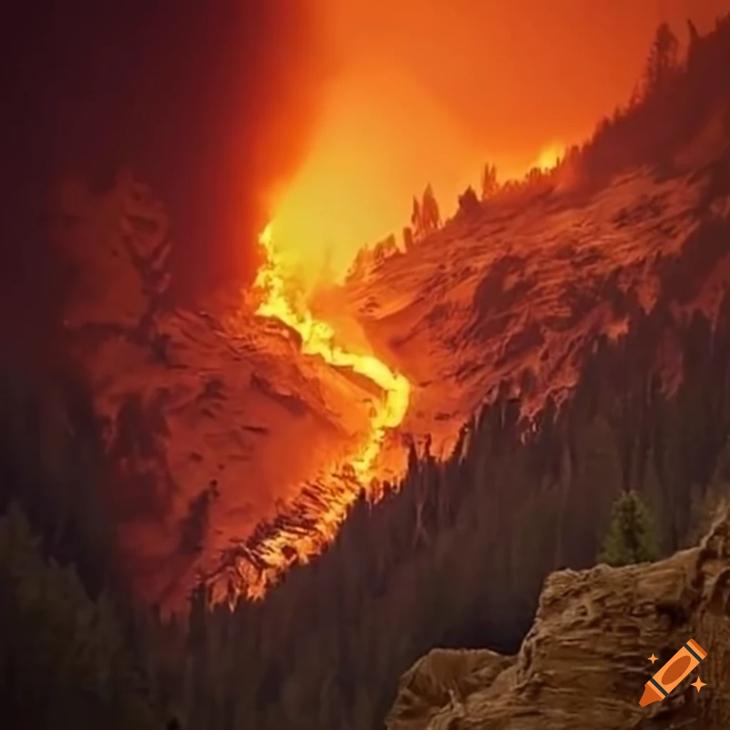 Powerful image of a natural disaster like a flood, wildfire, or landslide