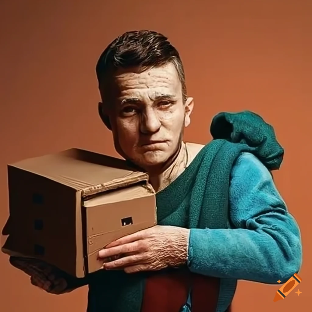 Dima popov carrying boxes with his grandmother