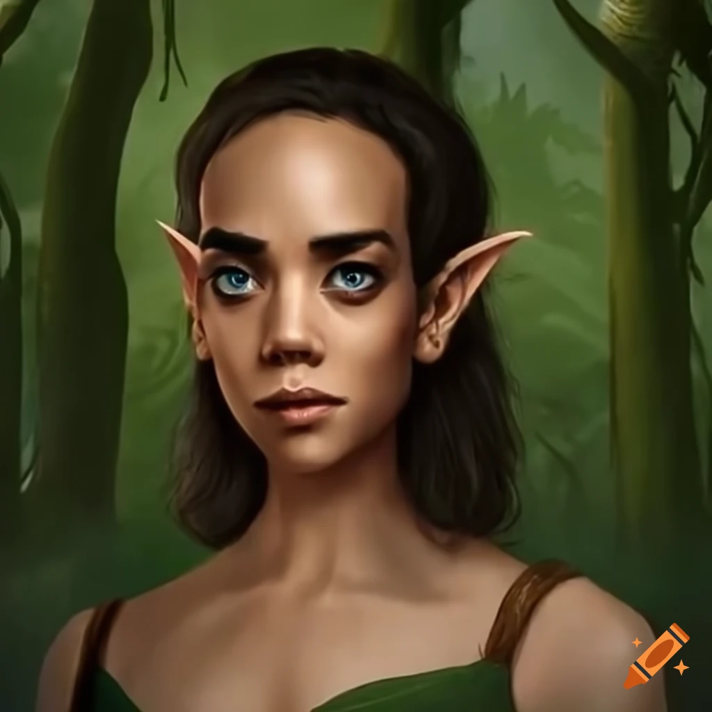 Hannah john-kamen as a medieval elf in a forest