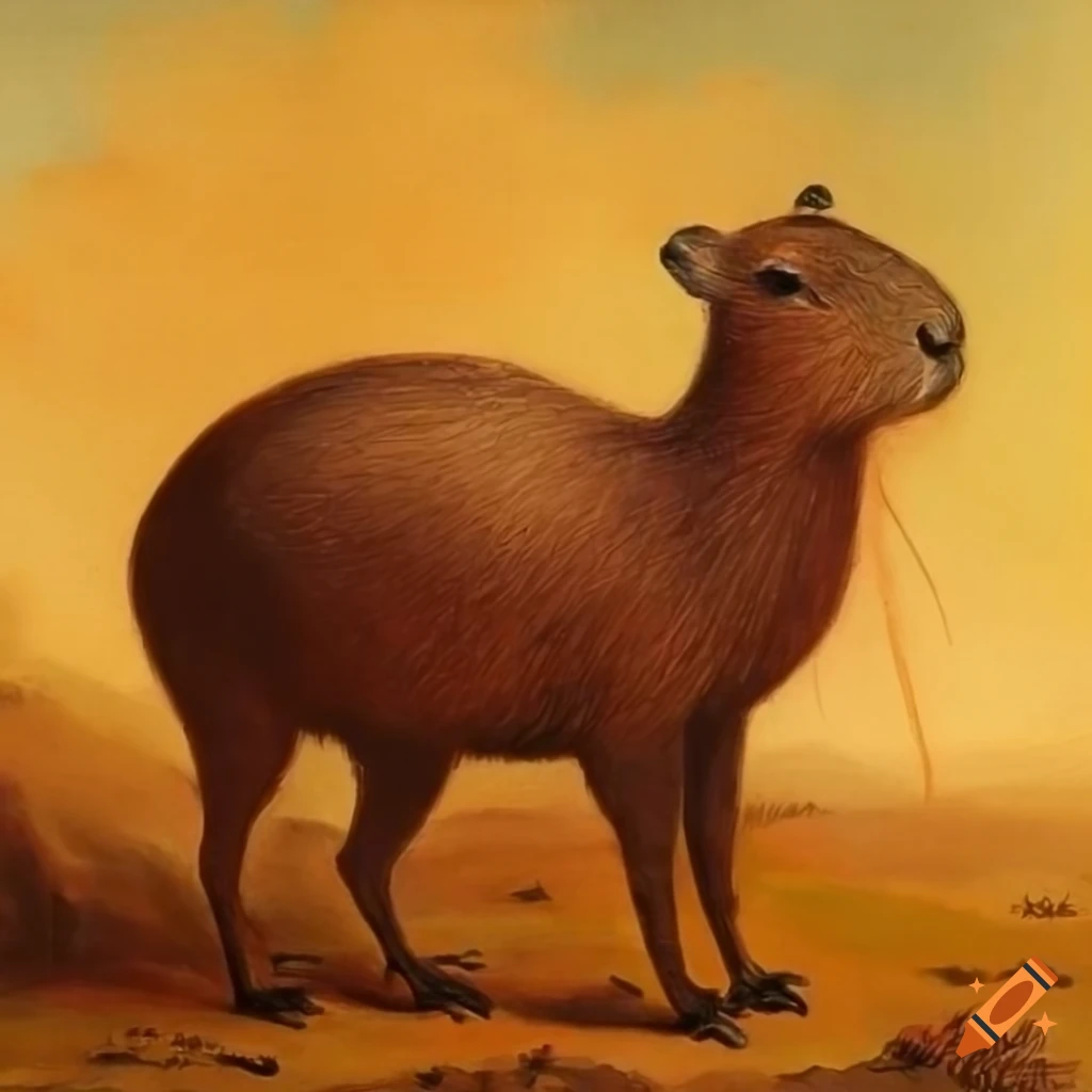 Vintage painting of a capybara on Craiyon