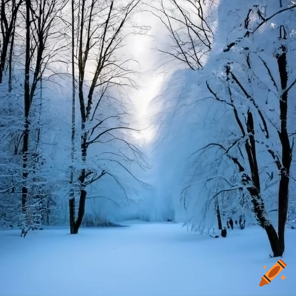 Serene frozen forest in winter