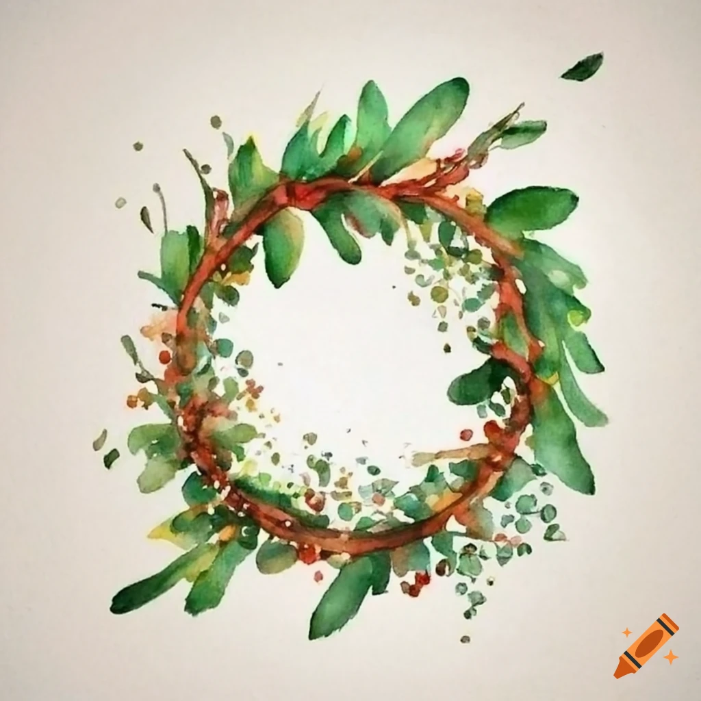 Circle drawn in pencil with mistletoe accents