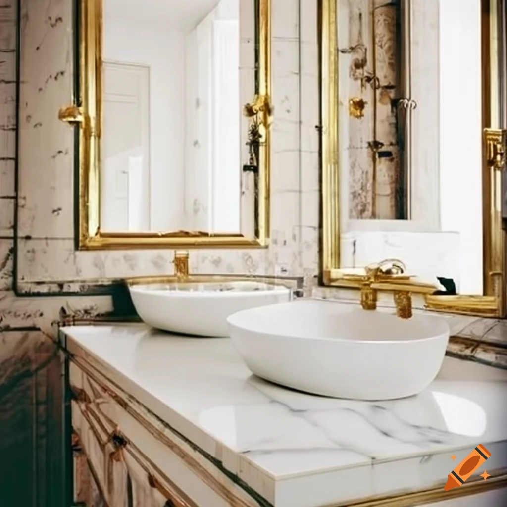 Luxury bathroom with marble vanity