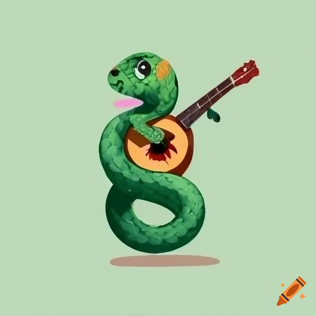 Cute snake with ukulele