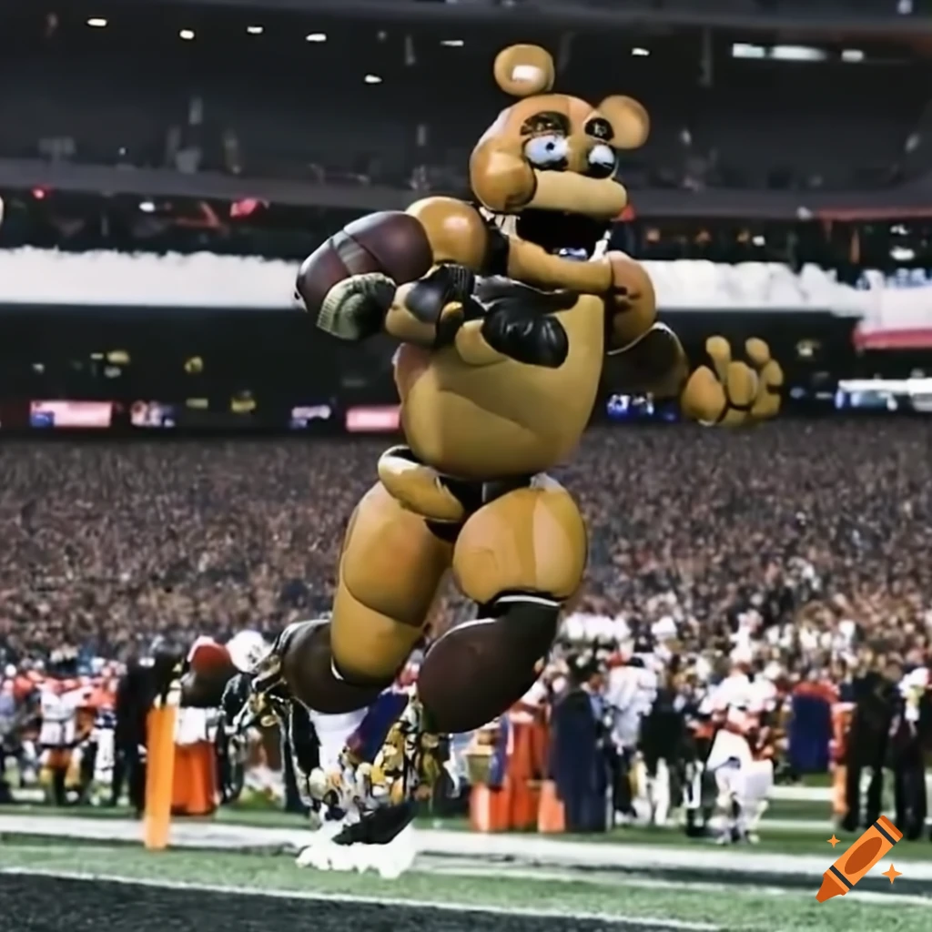 Freddy fazbear scoring a touchdown in the nfl