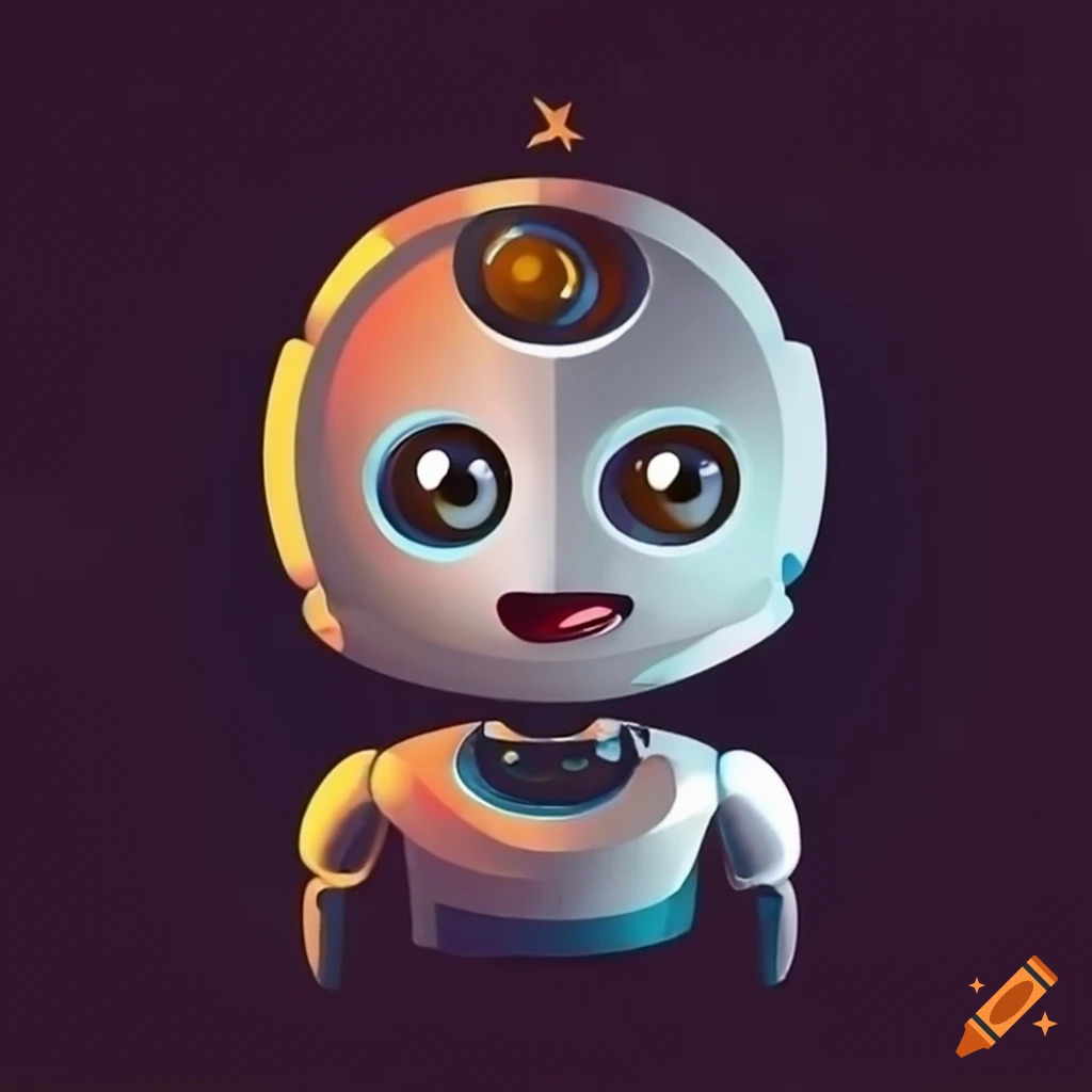Adorable robot character with expressive face