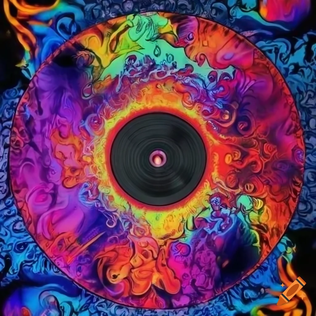 Colorful psychedelic vinyl record