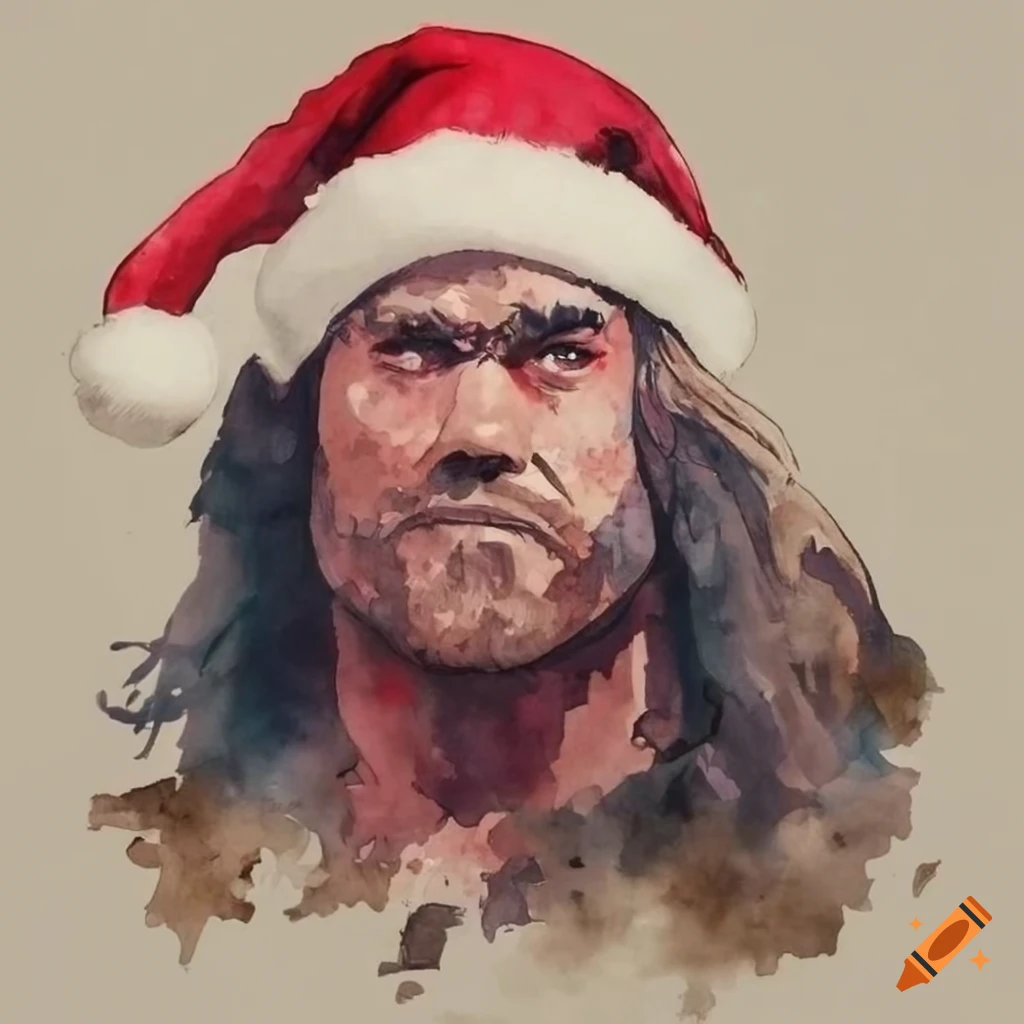 Illustration of Conan the Barbarian wearing a Santa hat in Barry ...
