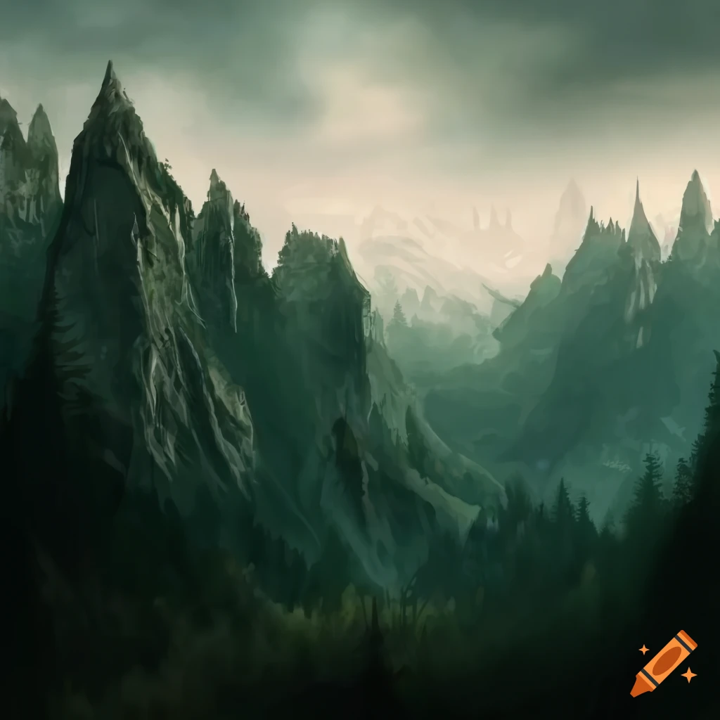 Medieval mountains forest