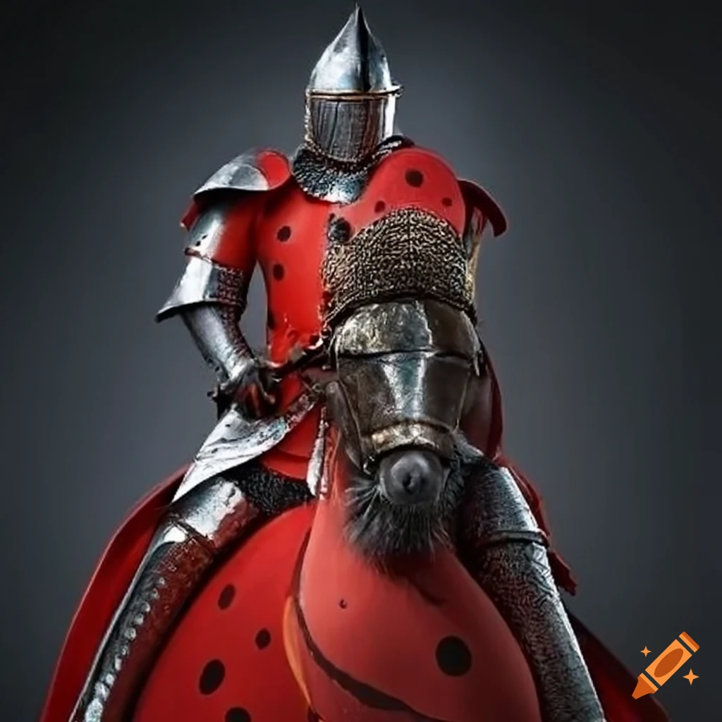 Knight in ladybug armor on horseback on Craiyon