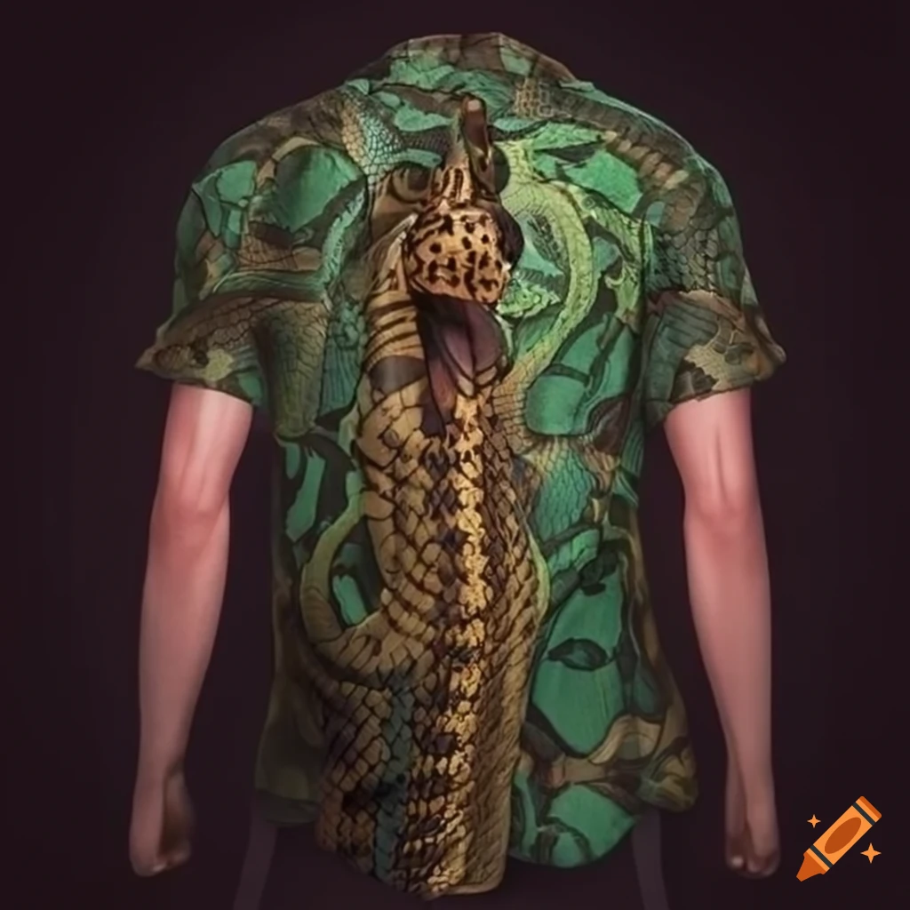 Short sleeve shirt with snake figure