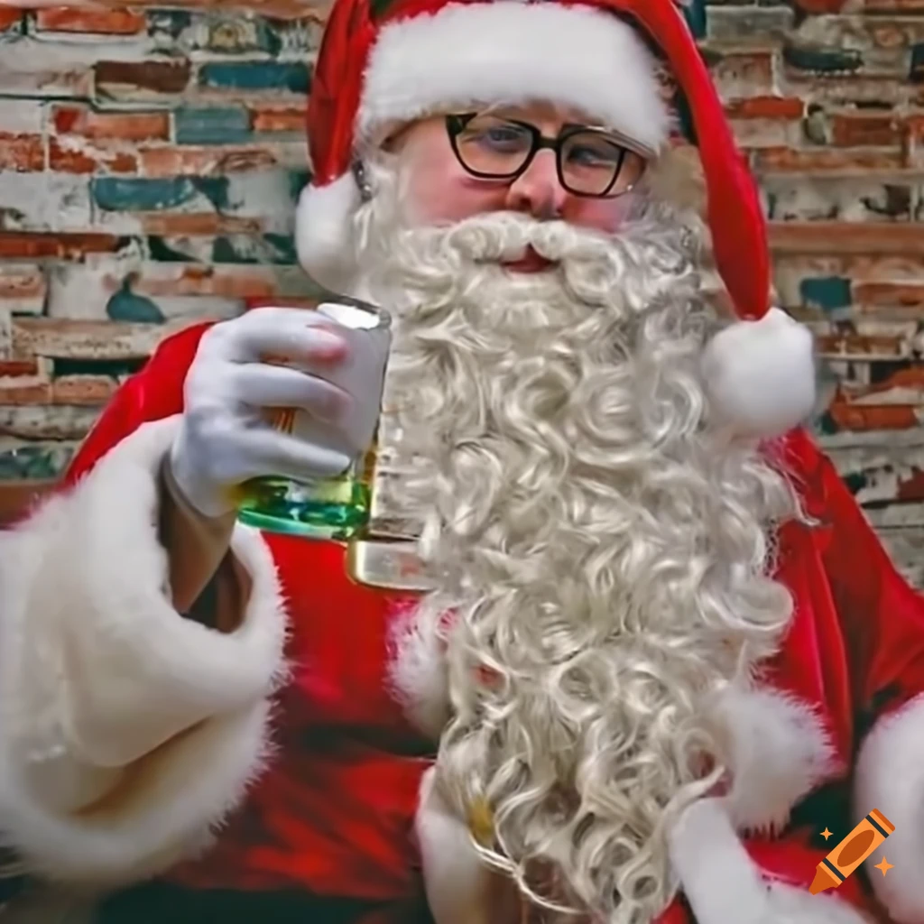 Santa claus enjoying a beer on Craiyon
