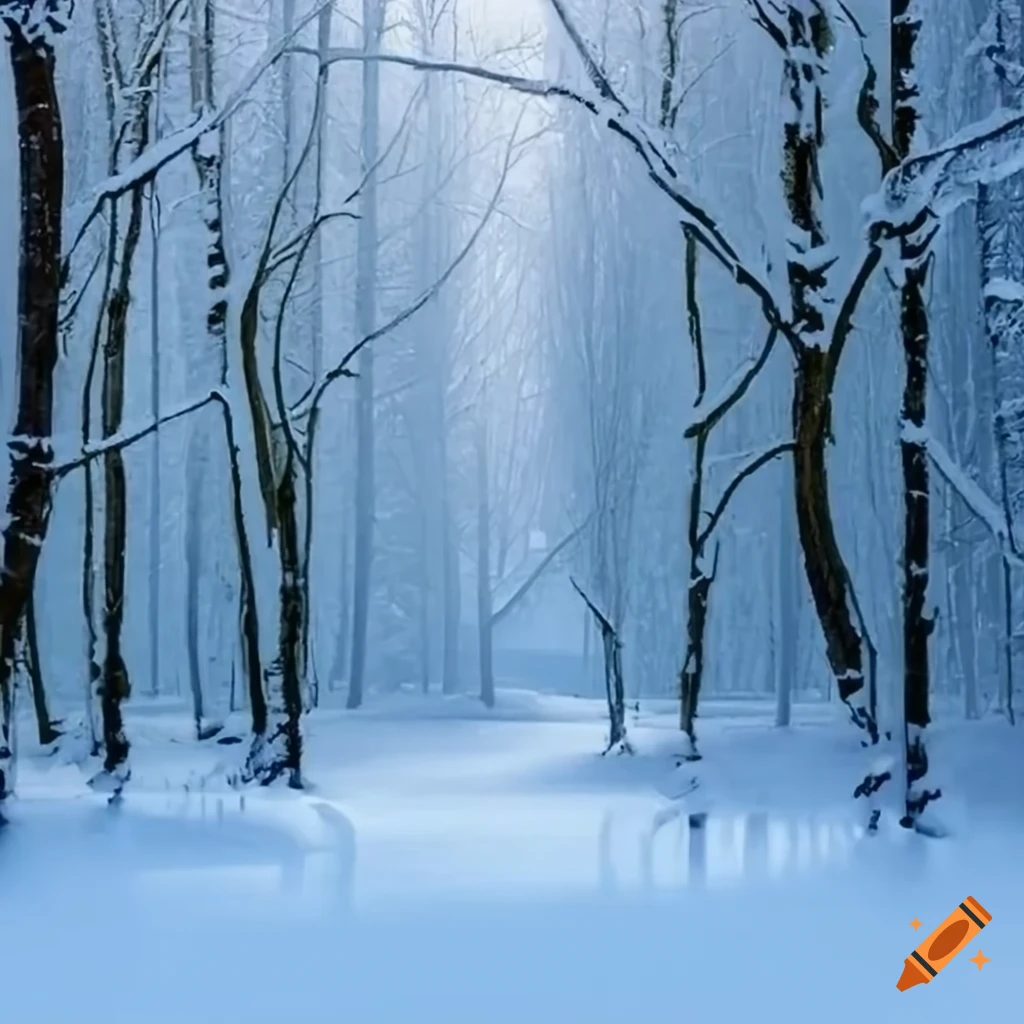 Serene frozen forest in winter on Craiyon