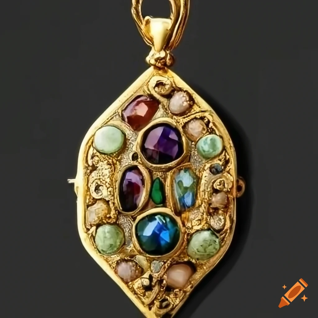 Medieval gold pendant with gemstones