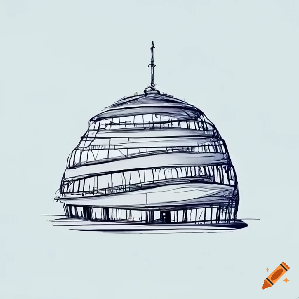 Dome-shaped building with a spiral walkway around it
