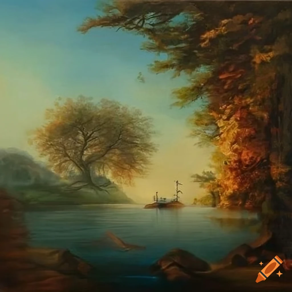Magnificent old painting of nature