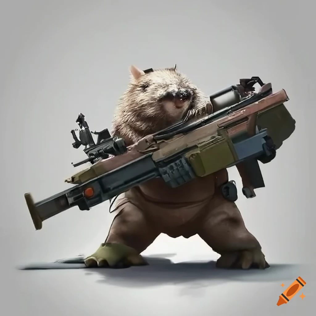Combat wombat wielding a missile launcher on Craiyon
