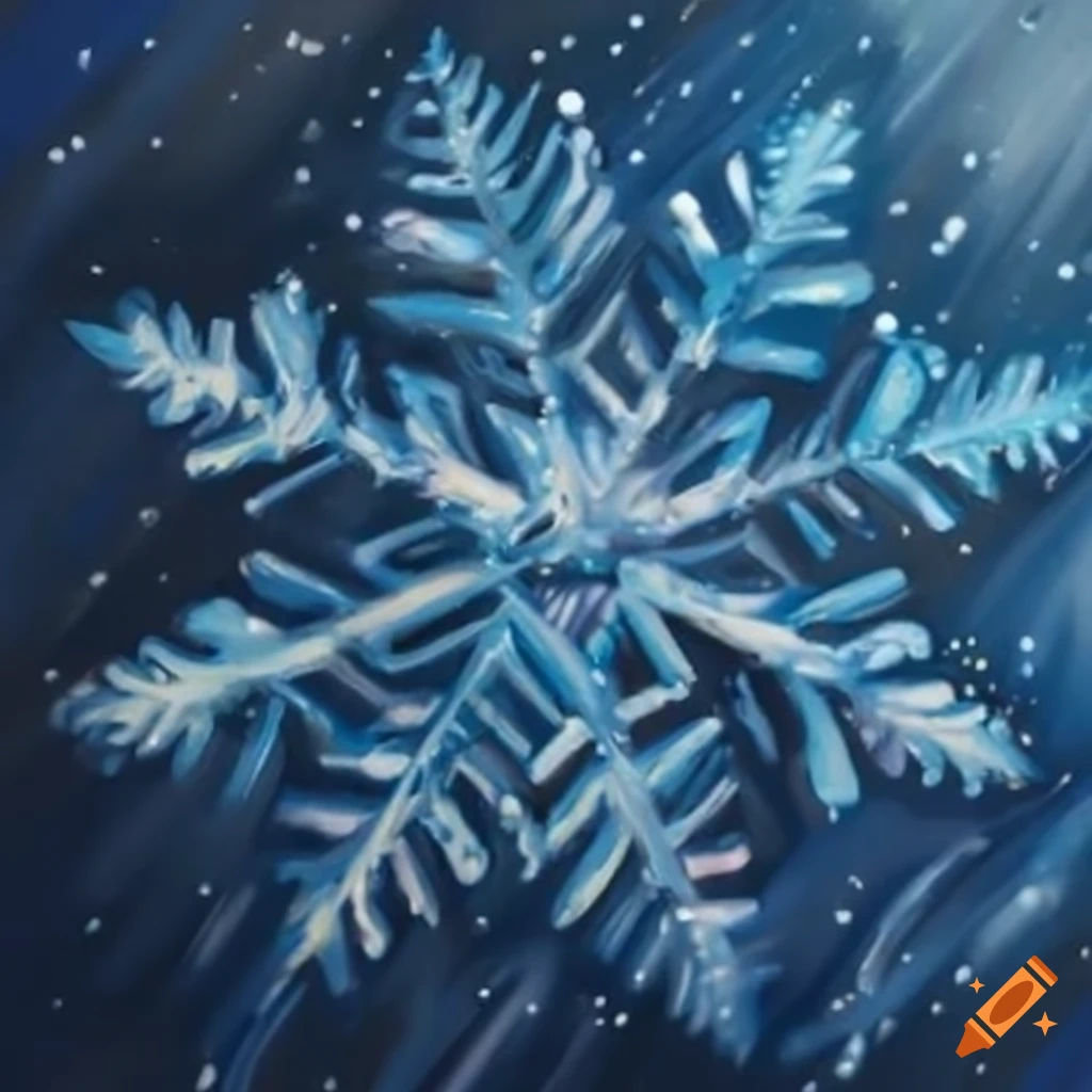 Close-up of a delicate snowflake in a winter storm