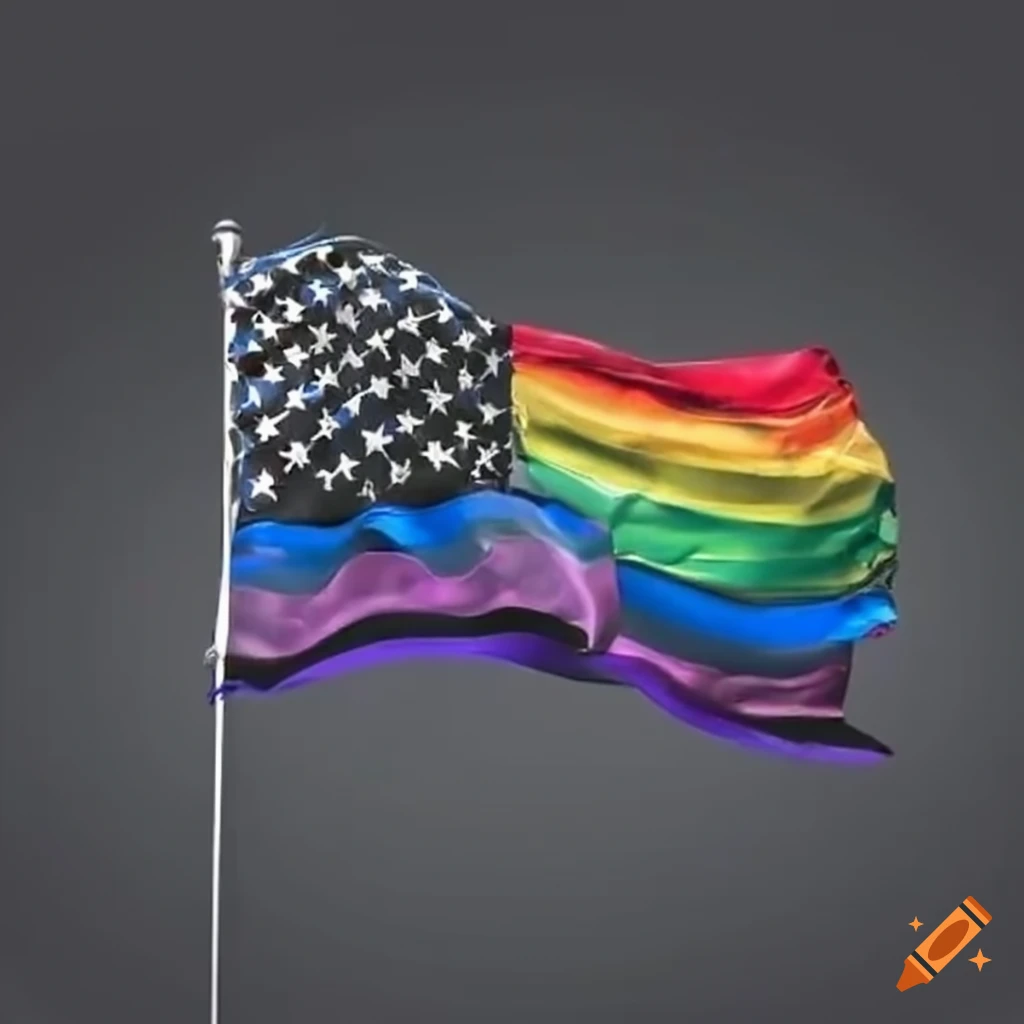 Thin blue line rainbow flag