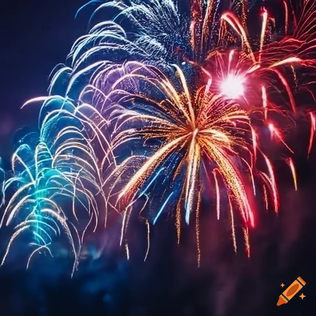 Colorful fireworks display on Craiyon