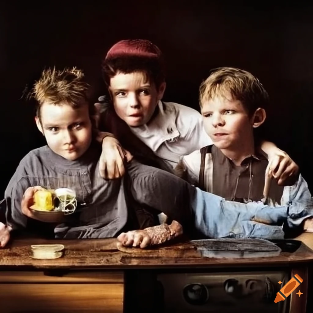 Album cover featuring three boys, cars, and fish