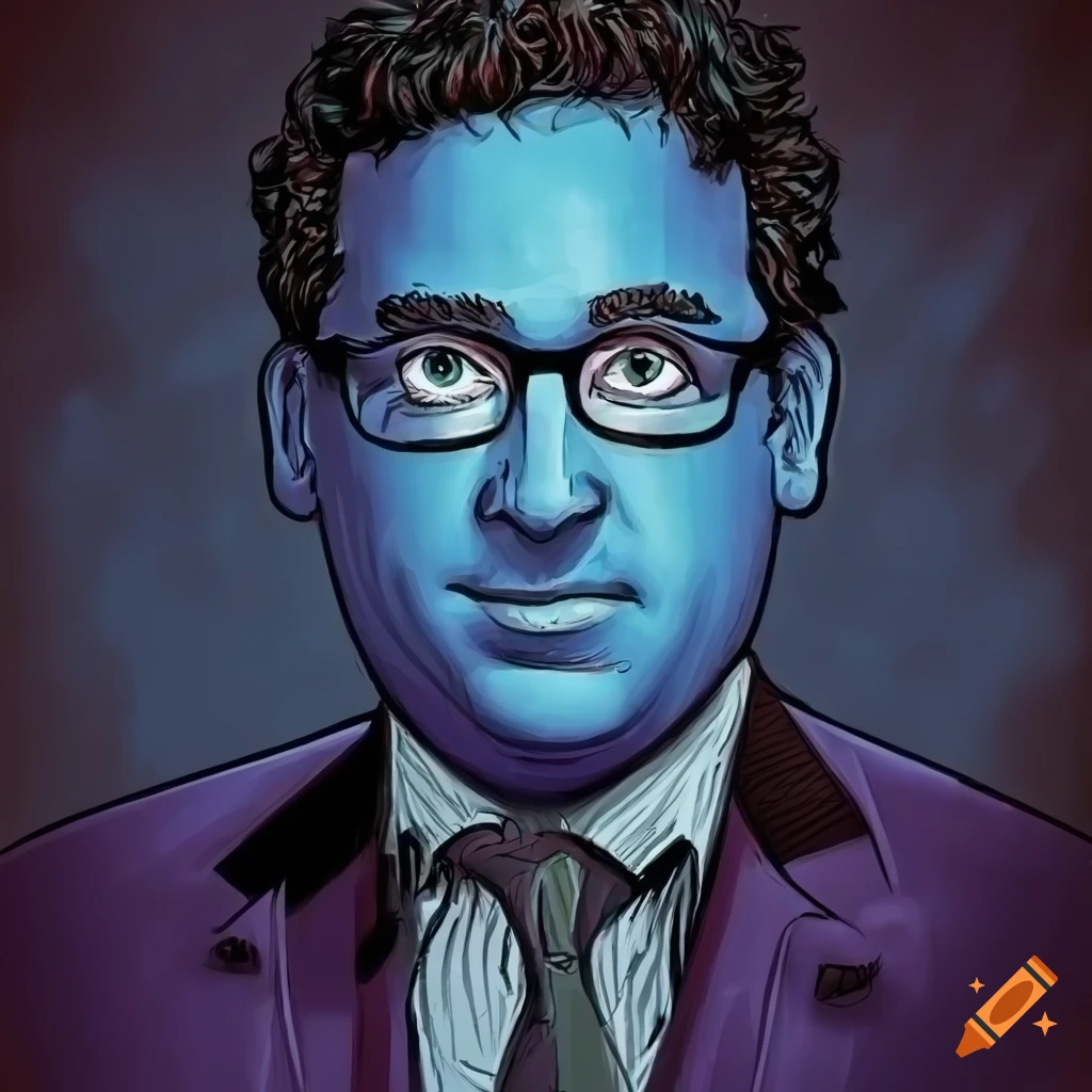 Blue portrait of kevin mitnick in the style of tim doyle on Craiyon