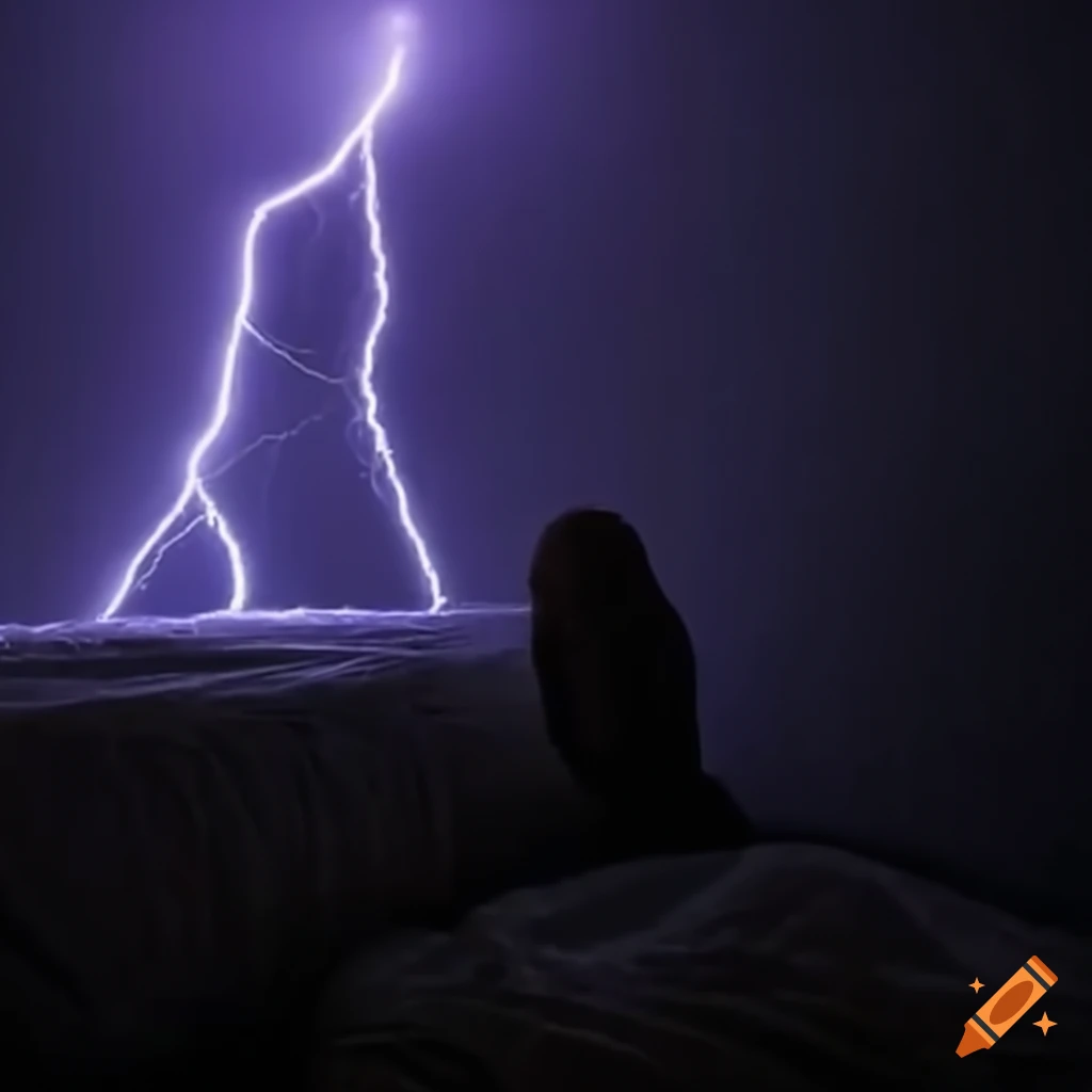 Electric lightning effect in a bedroom on Craiyon