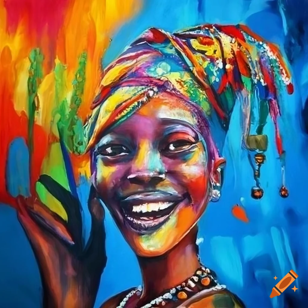 Vibrant painting capturing the lively culture of haiti through acrylic ...