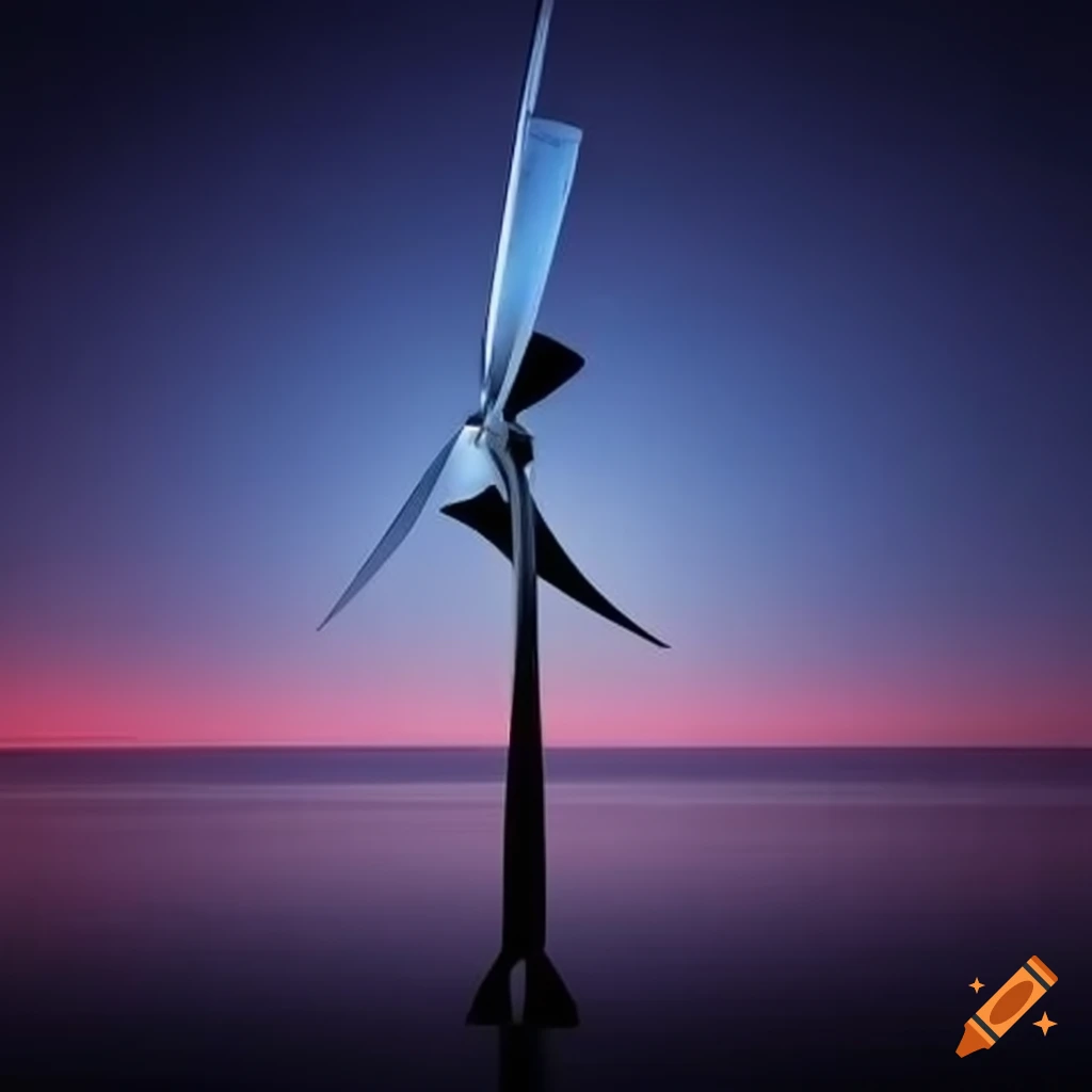 Futuristic sophisticated wind turbine on Craiyon