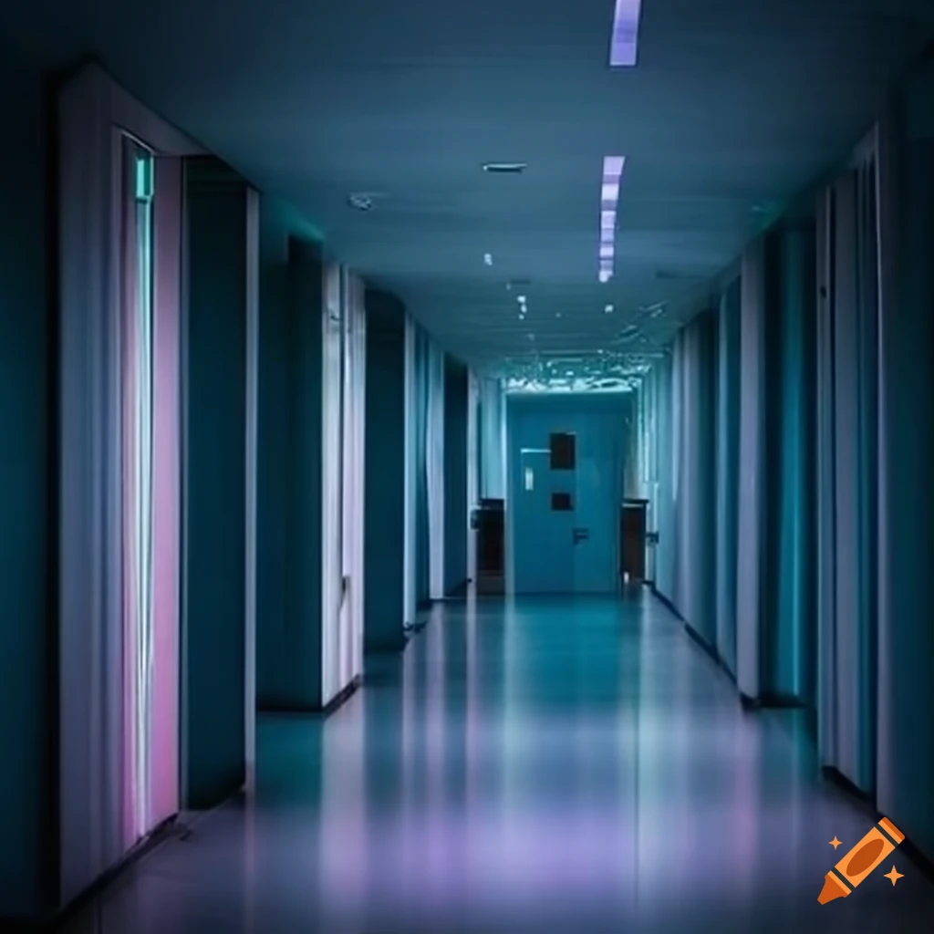 Modern hospital with a beautiful night view