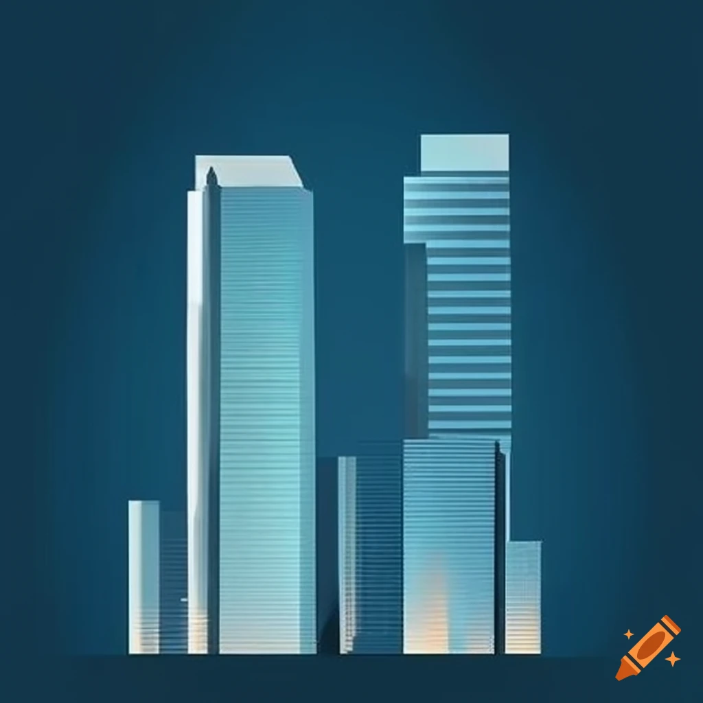 Minimalist art of a skyscraper