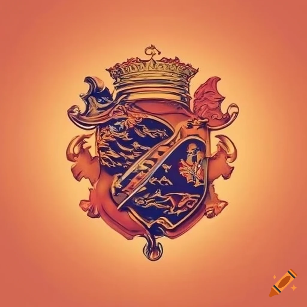 Orange coat of arms with 'Olcott House Albany Academy' written clearly ...