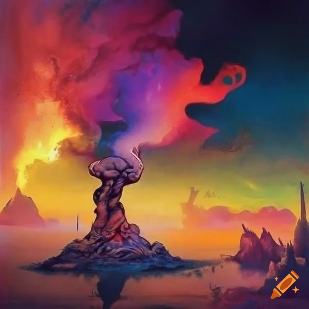 Surrealism art by Joao Ruas and Frank Frazetta with psychedelic ...