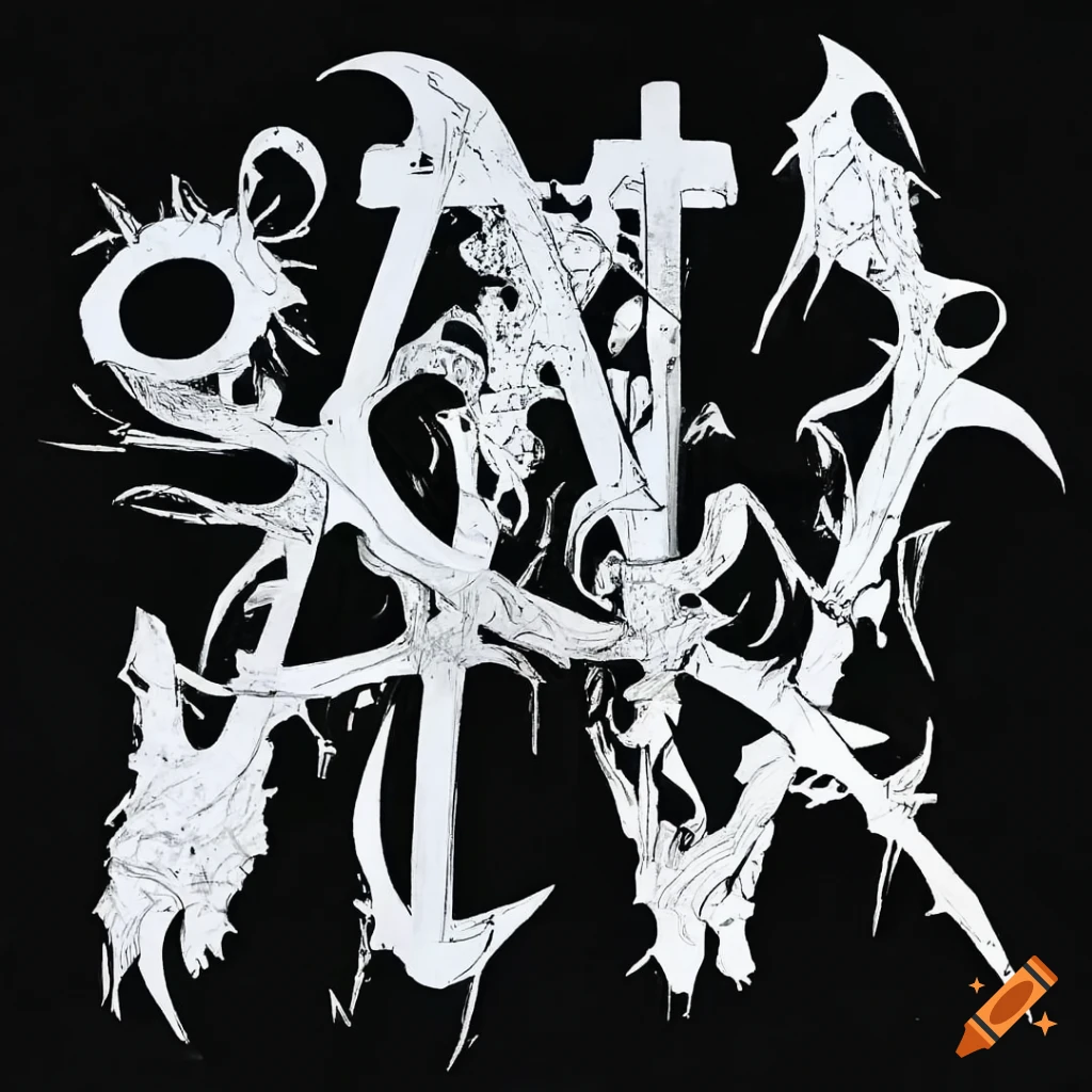 Abstract ornamental design with a fantasy vibe in black and white on ...