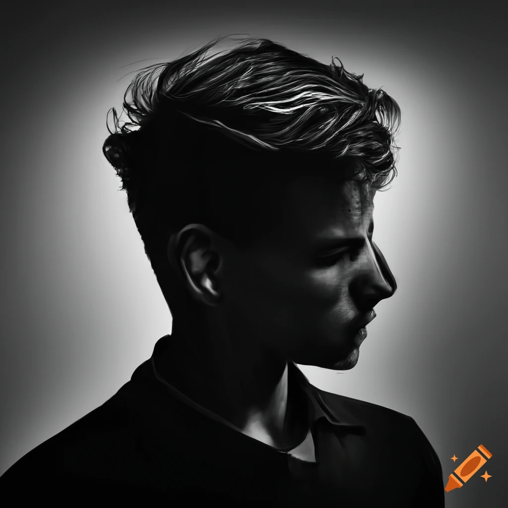 Artistic black and white portrait of a young man